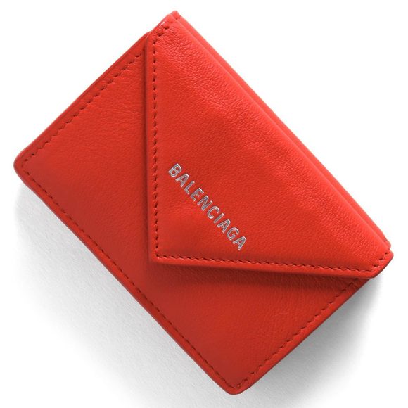 Balenciaga | Bags | Balenciaga Trifold Wallet Mini Paper Rouge Tango ...